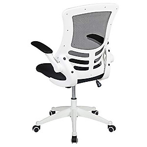 Flash Furniture Kelista Office Chair, Ergonomic, Mid-Back, White Frame, Black Mesh with Swivel