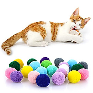 Molain Large Cat Toy Balls, Soft Cat Balls 1Inch Kitten Pom poms Ball Cat Play Toy (30 Pcs)