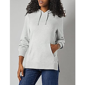 Amazon Essentials Women's Fleece Hooded Tunic Sweatshirt, Grey Heather, Medium