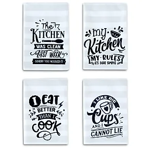 InnoBeta Funny Kitchen Dish Towels Set of 4, Decorative Microfiber Tea Towels 16 x 23.6 in Kitchen Essentials, Fun Hand Towels with Funny Sayings, Housewarming Kitchen Gifts for Women - Quotes