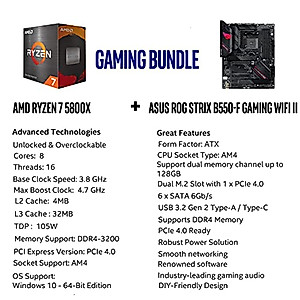 Micro Center AMD Ryzen 7 5800X 8-core 16-Thread Unlocked Desktop CPU Processor Bundle with Asus ROG Strix B550-F Gaming WiFi II AMD AM4 ATX Gaming Motherboard (PCIe 4.0, WiFi 6E, 2.5Gb LAN)