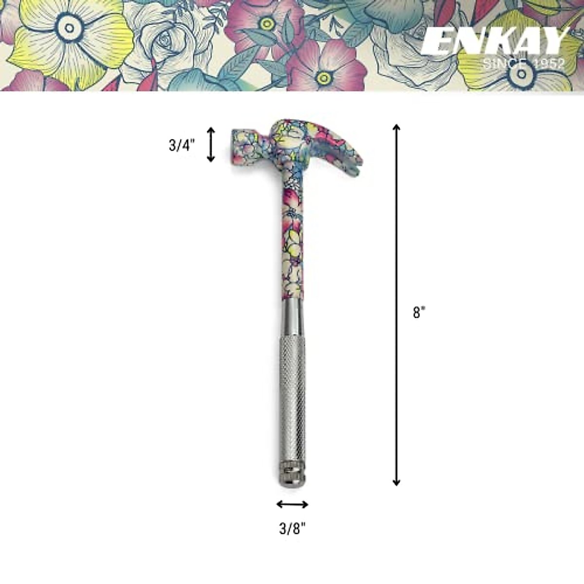 ENKAY - 6 in 1 Floral Hammer and Screwdriver, Multifunction Claw Hammer Tool with Flower Print (Pattern 3)