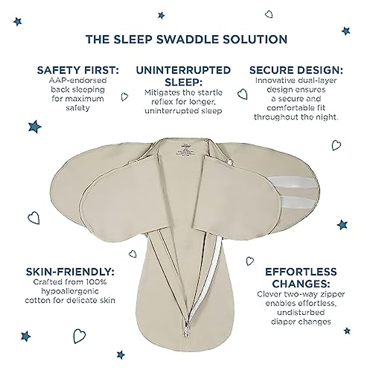 LullaBaby Swaddle – Premium 100% Cotton Sleep Sack for Newborns, Ultra-Soft & Breathable, Secure Snuggle & Easy Diaper Changes, 0-2 Months (6-12 lbs), Desert Sage