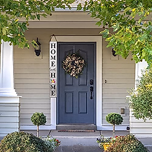 Farmhouse Welcome Sign For Seasonal Front Door Decoration - Double Sided 5 ft Tall Sign w/ 10 Elements Enhances Your Christmas Decor - Standing/Hanging Sign Adds The Perfect Touch To Your Porch