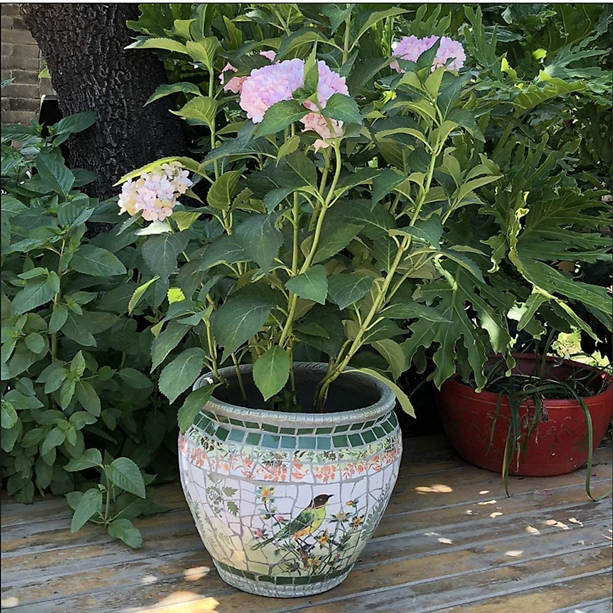 UimimiU Large Ceramic Mosaic Flower Pot for Gardens