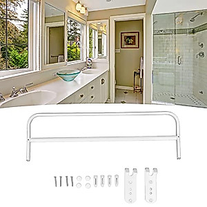 Double Rod Towel Rack,Otufan12.5x40cm/4.9x15.7 Space Aluminum Double Rod Perforated Bathroom Accessories Towel Rack Towel Hook Bathroom Accessories for Family Bathroom Hotel Toilet