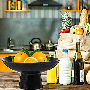 DOITOOL Fruit Bowl for the Counters, Ceramic Fruit Berry Bowl Plate, Decorative Fruit Dish Holder Dessert Display Stand for Kitchen Counter Centerpiece Table Decor Serving Fruit Tray (Black)