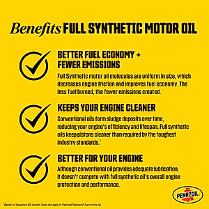 Pennzoil Ultra Platinum Full Synthetic 0W-40 Motor Oil, 1 Quart (6 Pack)
