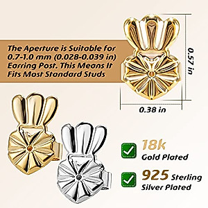 10 Pcs/5 Pairs Earring Backs for Studs, Droopy Ears and Heavy Earring, Upgraded Heavy Earring Support Backs, Tiara Earring Backs to Prevent Drooping, Hypoallergenic Earring Lifters (Silver + Gold)