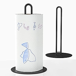 Black Paper Towel Holder Countertop, Farmhouse Paper Towel Holder Stand for Kitchen and Bathroom Organization and Storage, Paper Towel Roll Holder with Non-Slip Base for Standard and Large Size Rolls