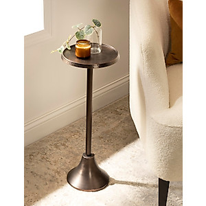 Kate and Laurel Sanzo Decorative Modern Pedestal Side Table for Use as Indoor Plant Stand or Bedroom Nightstand, 9x9x23, Bronze