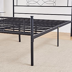 Vecelo 14" Queen Size Metal Platform Bed Frame with Headboard,Premium Steel Slat Support No Box Spring Needed,Noise-Free Anti-Slip,Easy Assembly
