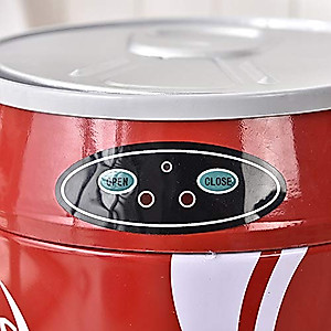 Trash Can with Lid Stainless Can Round Coke Can Stylish Home Living Room Automatic Induction Electronic Smart Trash Can (Red)