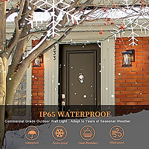 Dusk to Dawn Outdoor Wall Lanterns Small Modern Exterior Light Fixture Aluminum with Crack-Like Glass, UL and IP65 Waterproof Wall Sconce Outdoor Wall Light for Porch, Garage, Front Door, Black