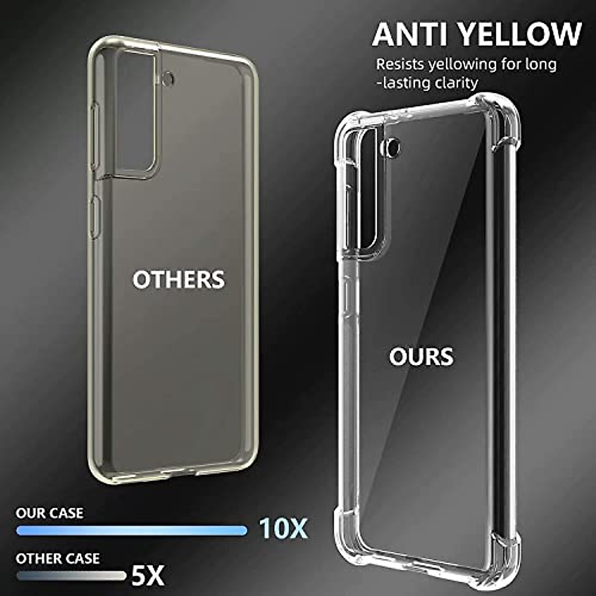 KIOMY Galaxy S21 FE Case Crystal Clear Shockproof Bumper Protective Phone Cover Hybrid Design Hard PC Back with Flexible TPU Raised Bezel & Enhanced Corners Slim Fit Skin for Samsung Galaxy S21 FE 5G