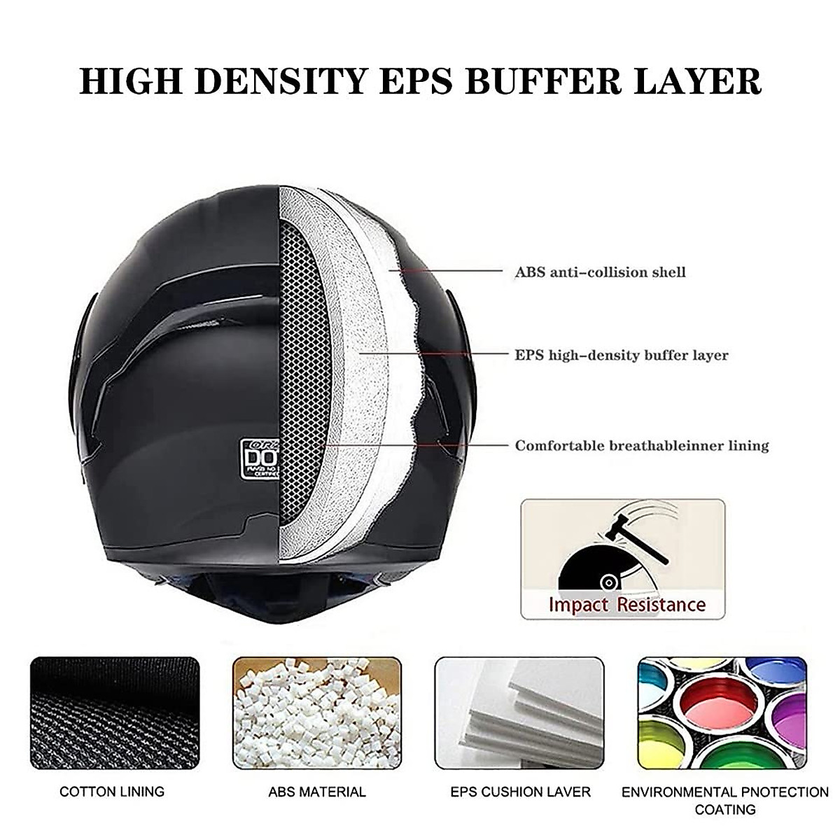 BDTOT Bluetooth Motorcycle Helmet, Full Face Flip Up, DOT Approved, Tail Wing Design, Noise Reduction, Anti-Fog Double Visor, Compatible with ATV, Color C