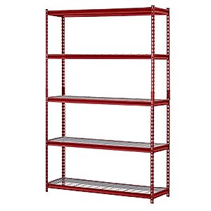 Muscle Rack UR602472WD5-R 5-Shelf Steel Shelving Unit, 60" Width x 72" Height x 24" Length, Red