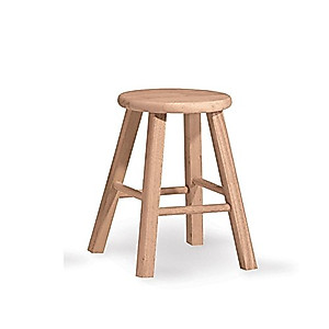 International Concepts 18-Inch Round Top Stool, Unfinished