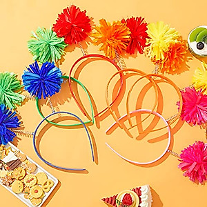 Tigeen Headband Head Bopper with Pom Pom (12 Pcs, Mixed Color) - Costume Headwear for Women Adults Accessories, Birthday Party Headwear