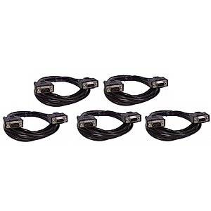 Five Pack of YCS Basics Black 6 Foot DB9 9 Pin Serial / RS232 Male/Female Extension Cables