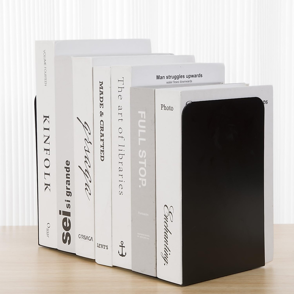 2pcsMetal Book Ends Book Ends Decorative Bookends Book Ends for Shelves Book Holder (Black)