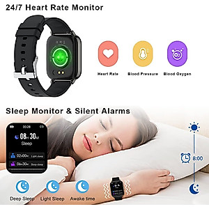 Smart Watch, IP68 Waterproof Activity Fitness Tracker Watch with Heart Rate Blood Pressure Sleep Monitor Pedometer Step Counter Mens Smartwatch for Android iOS Phones 2024 Smart Watches for Men Women