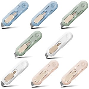 8 Pack Utility Knife Box Cutters, Retractable Letter Opener, Mini Box Cutter, Compact Cardboard Cutter Razor Knife, Cute Box Cutters for Paper Package Envelope Mail Arts Crafts Office Home Use