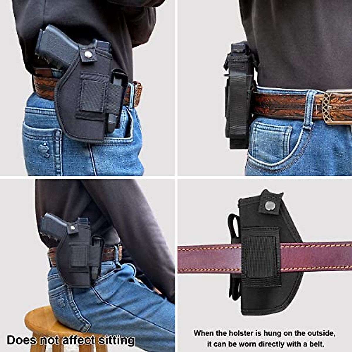 Gun Holsters For Pistol 9mm IWB/OWB Fit: Glock 19 17 43x- Taurus G3C G2C- Sig Sauer - S&W M&P Shield 9mm - Ruger - Colt 1911 - Springfield ... For 3.1'' - 4.7'' Barrel Pistol with Mag Pouch Right/Left