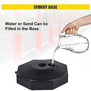 VEVOR Plastic Stanchion, 4pcs Chain Stanchion, Plastic Stanchion Kit w/ 32ft Chain 8 S-Hooks, PE Plastic White Stanchion for Warning/Crowd Control at Parking Lot, Construction Lot, Driveway Elevator