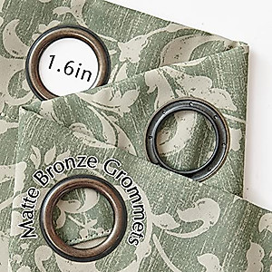 COLLACT Moderate Blackout Curtains for Bedroom 84 Inch Long Floral Curtains Grommet Top Sage Thermal Insulated Curtains for Living Room Farmhouse Room Darkening Drapes Window Curtain Set 2 Panels