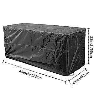 Outdoor Deck Box Cover 420D Waterproof Patio Storage Box Cover Outdoor Deck Box Ottoman Bench Cover Protects from Outdoor Rain Wind and Snow Black 48"L x 24"W x 22"D