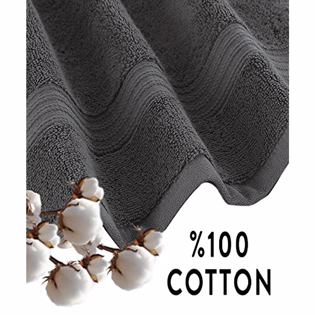 Peshkul Premium Collection Turkish Bath Towel Sets of 6 | 100% Cotton | 2 Bath Towels 27x54, 2 Hand Towels 16x30, 2 Washcloths 13x13 (Mineral Grey)