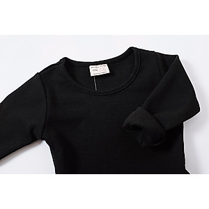 Infant Toddler Baby Girls Dress Pink Ruffle Long Sleeves Cotton (6-9m, Black)