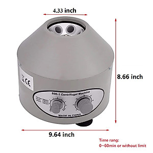 Desktop Electric Lab Laboratory Centrifuge Machine Lab Medical Practice w/Timer and Speed Control - Low Speed,4000 RPM, Capacity 20 ML x 6-110v by CALU LUKY