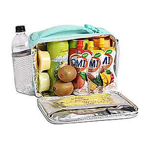 Lunch Bag with Adjustable Straps Bento Box Tote Shoulder Bag Food Grade Aluminum Foil Lining Keeps Bentos Warm and Drinks Cold,  Suitable for Office Workplace, Travel, Picnic, Beach