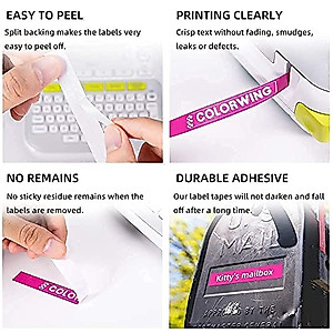 COLORWING Compatible Label Tape Replacement for Brother Ptouch TZe TZ Tape 0.47" x 26.2' Berry Pink/Pastel Pink/Pastel Purple/Pastel Blue/White/Black, for PTD210 PTD400 PTD200, 9 Pack