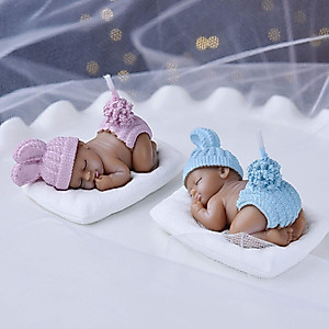 iLikePar Birthday Candle Brown Sleeping Baby Cake Topper Candle for Party Baby Shower and Wedding (Blue)