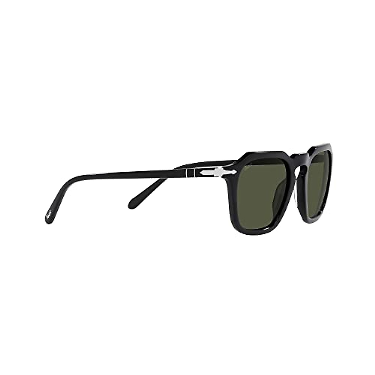 Persol PO3292S Square Sunglasses, Black/Green, 50 mm