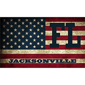 (x3) 2x3 inch Stickers | Reflective Jacksonville FL Florida Duval County Vintage US Flag Sticker Graphic - Construction Toolbox, Hardhat, Lunchbox, Helmet, Mechanic, Luggage