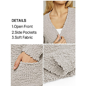 MEROKEETY Women's 2024 Winter Long Sleeve Soft Chunky Knit Sweater Open Front Cardigan Outwear Coat Off-White