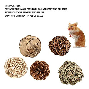 Hztyyier Bunny Chew Toy Rattan Ball Straw Rope Pine Cone for Pets Rabbits Birds Hamster Chinchilla