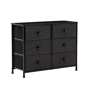 Duhome Dresser with 6 Drawers, Fabric Dresser for Bedroom Hallway Nursery Entryway Closet Organizers and Storage with Sturdy Steel Frame, Dark Grey