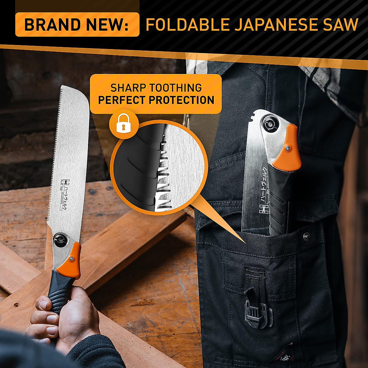 HARDTWERK Zen Japanese Pull Saw Foldable [Kataba] 9.5 inch Japanese Saw Hand Saw (SK4 Carbon Steel) for DIY & Woodworking - Pull Saw Wood Saw