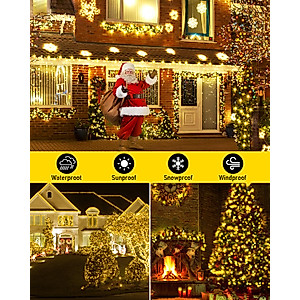 KNONEW 532FT Outdoor Christmas Fairy Lights Plug in,1600 LED String Lights Outdoor Waterproof 8 Modes Memory Times for Wedding Bedroom Walls Garden Trees Decoration(Warm White)