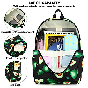 Esfoxes Avocado School Backpack for Girls, Kids Teens School Bags Bookbags Set with Lunch Bag Pencil Bag