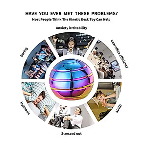 Kryfa Kinetic Desk Toys, Fidget Toys Kids Adults, Adults Office Desk Toys, Metal Kinetic Fidget Spinners for Kids Party Favors, Stocking Stuffers for Kids (1.54", Rainbow)