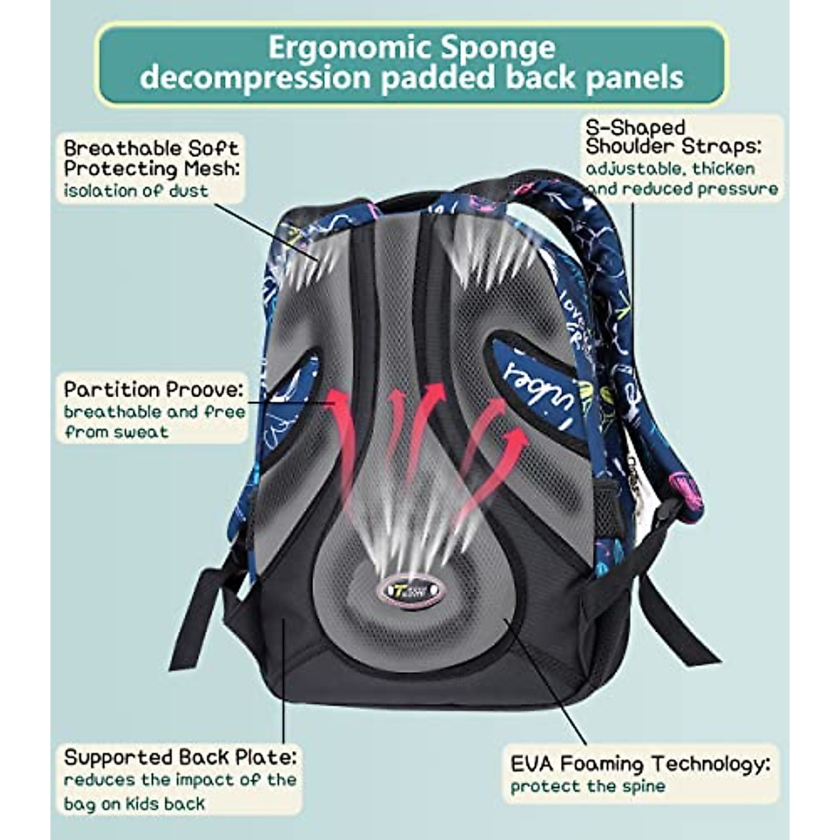 NEW TILAMI 16 inch Kids School Travel Backpack for Boys Elementary School Bags for Primary Middle Waterproof Laptop Backpacks for Kids School Bags Oxford Graffiti