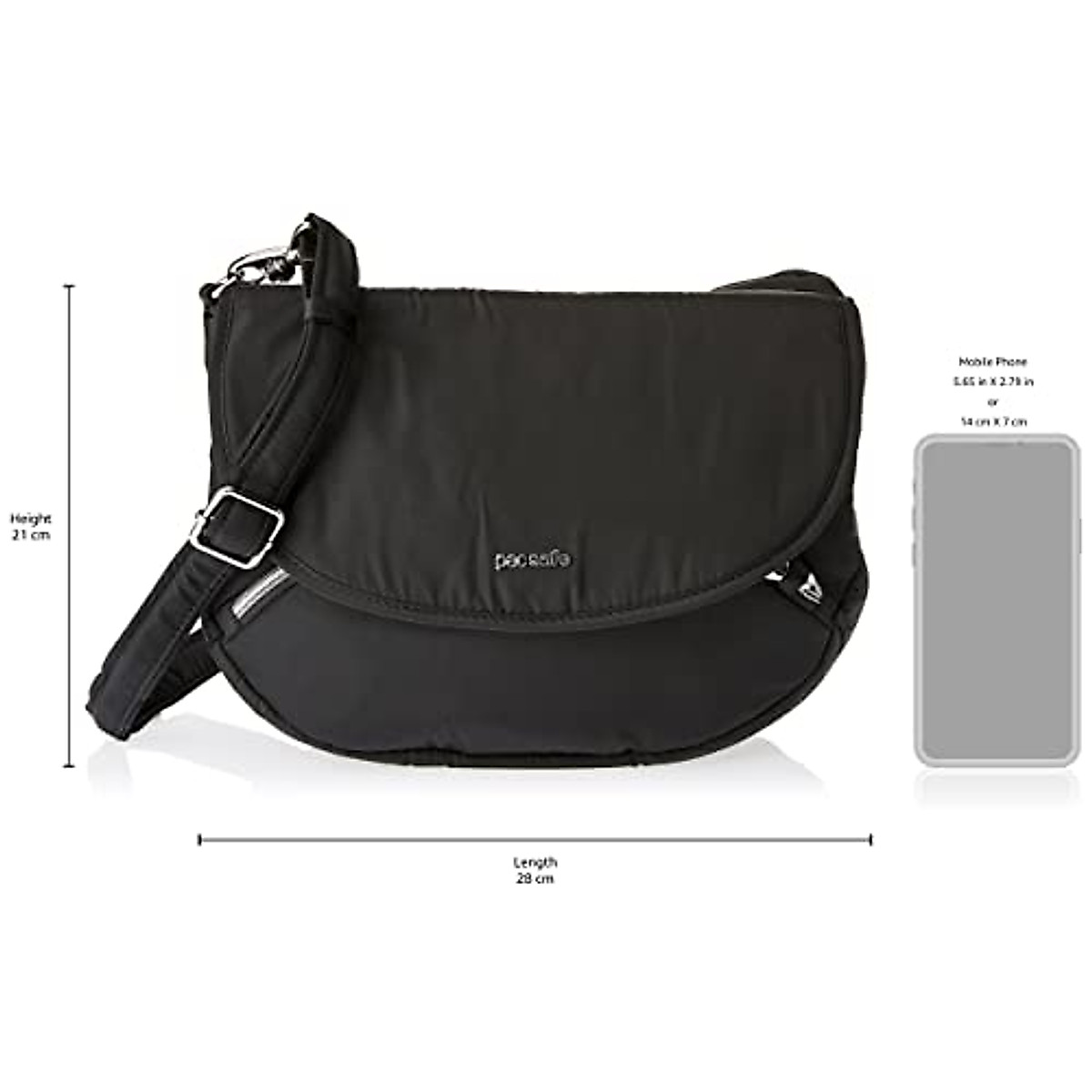 Pacsafe Stylesafe 4L Anti Theft Crossbody Bag, Black