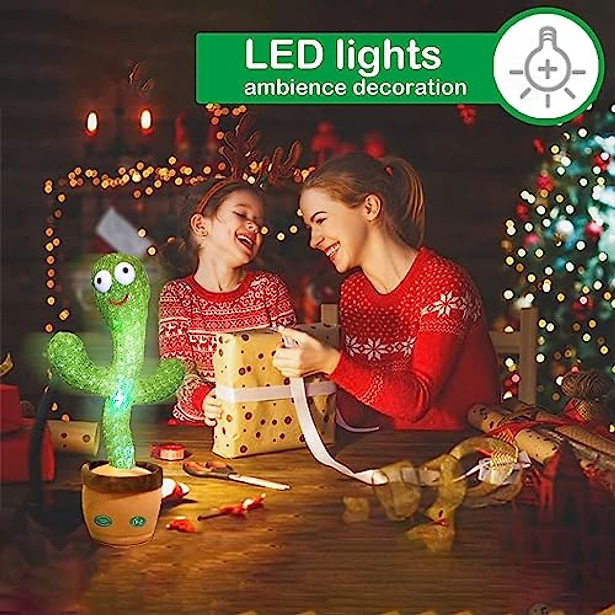 Pbooo Dancing Cactus Mimicking Toy,Talking Repeat Singing Sunny Cactus Toy 120 Pcs Songs for Baby 15S Record Your Sound Sing+Dancing+Recording+LED