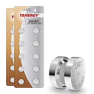 Tenergy 1.5 Volt Battery Button Cell LR41, ag3 Batteries Equivalent, Ideal for thermometers, Watches, Laser Pointers, Small Toys, Portable Electronics, 20 Pack